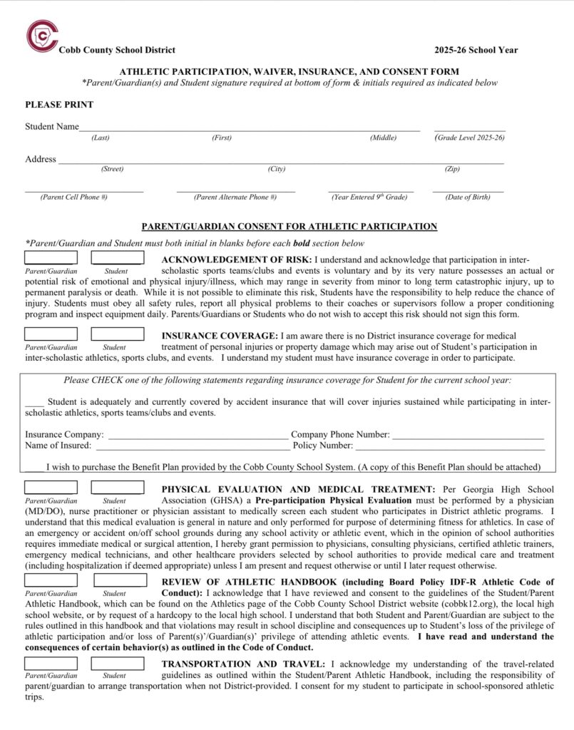 GHSA Athletic Packet – CHS Volleyball